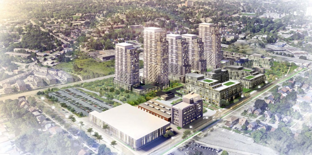 Schneider Project Aerial View Rendering - Auburn Developments